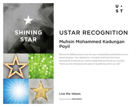 Recognition Gratitude Mentorship Teamwork Ust Milestones Muhsin Mohammed K P