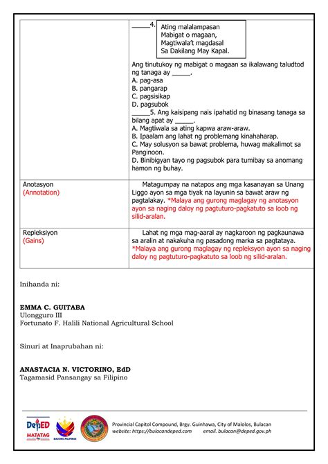 Banghay Aralin Sa Filipino 7matatag Curriculum Pdf