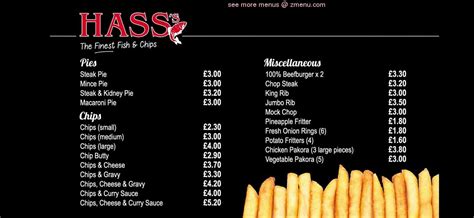 Menu At Hasss Fish And Chips Fast Food Aberdeen