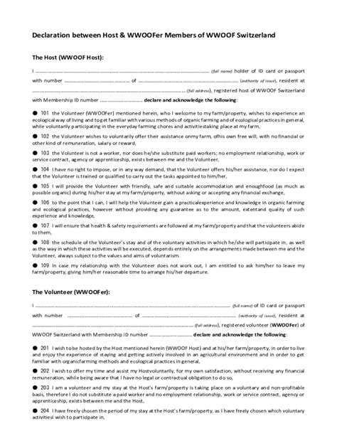 Fillable Online Host Declaration Fill And Sign Printable Template
