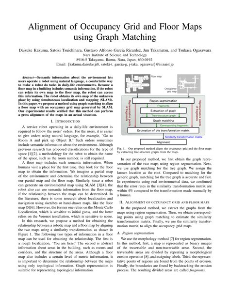Pdf Alignment Of Occupancy Grid And Floor Maps Using Graph Matching