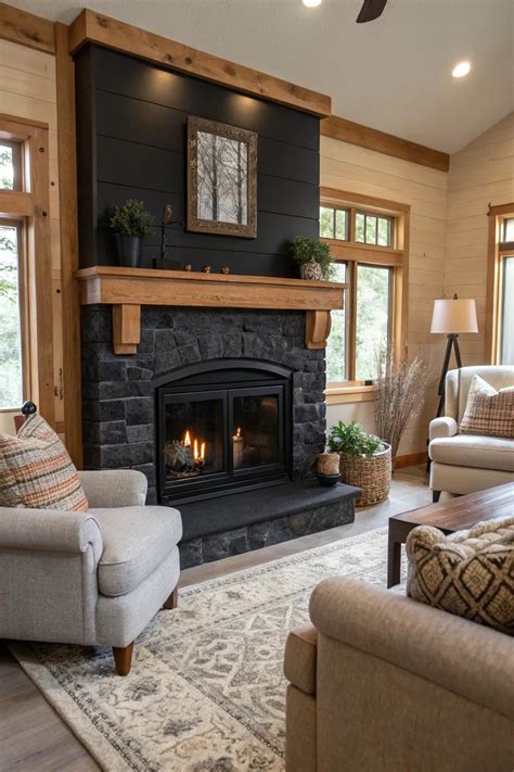 Chic Black Fireplace Styles To Elevate Your Home Light And Layer