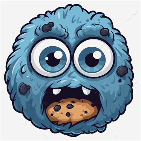 Cookie Monster Face Vector Sticker Clipart Blue Monster Head Eating A