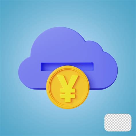 Premium Psd Cloud With Yuan Coin 3d Rendering