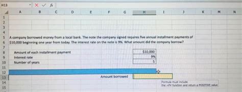 solved formula must include the pv function and return a