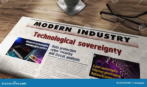 Technological Sovereignty Digital Technology Newspaper On Mobile Tablet