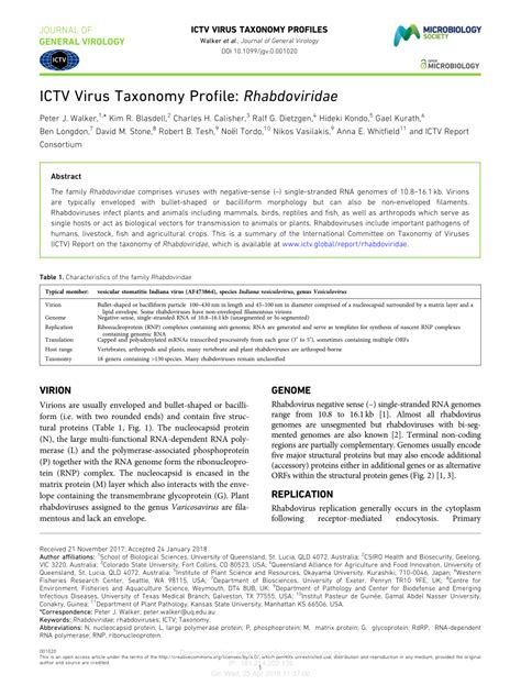 Pdf Ictv Virus Taxonomy Profile Rhabdoviridae