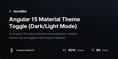 Angular 15 Material Theme Toggle Darklight Mode Stackblitz
