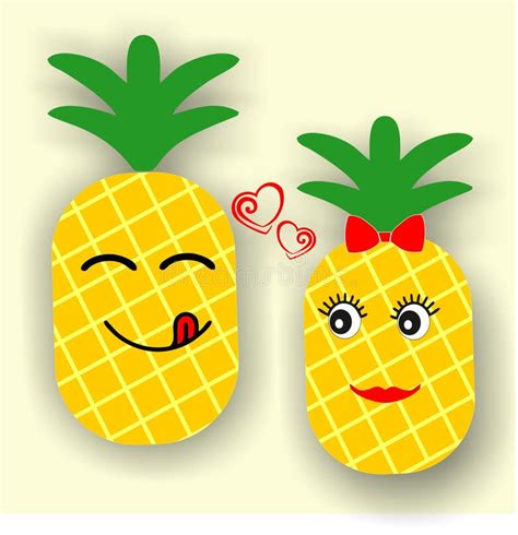 Pineapple Love And Friendship Funny Fruits Sticker Vector Stock
