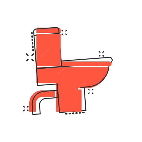 만화 스타일의 변기 아이콘 격리 된 배경에 위생 만화 벡터 일러스트 Wc 화장실 스플래시 효과 기호 비즈니스 개념 프리미엄 벡터