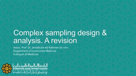 Complex Sampling Design And Analysis Ppt