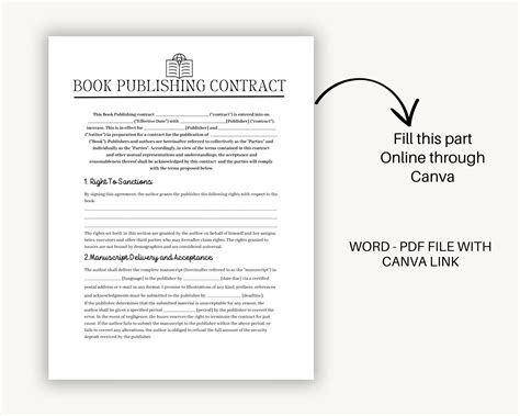 Editable Book Publishing Contract Template Book Publishing Agreement Form Author Publisher