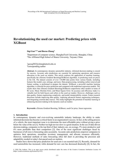 Pdf Revolutionizing The Used Car Market Predicting Prices With Xgboost