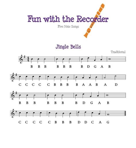 Jingle Bells Recorder Songs Recorder Sheet Music Recorder Notes