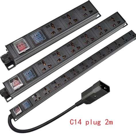 Pdu Power Strip Power Distribution Unit Digital Display Ammeter 2 16 Ways C14 Plug 3pin
