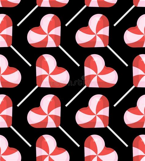 Candy Love Pattern Seamless Lollipop Heart Background Stock Vector Illustration Of Romantic