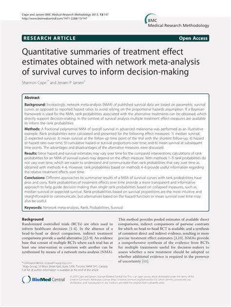 Pdf Quantitative Summaries Of Treatment Effect Estimates Obtained