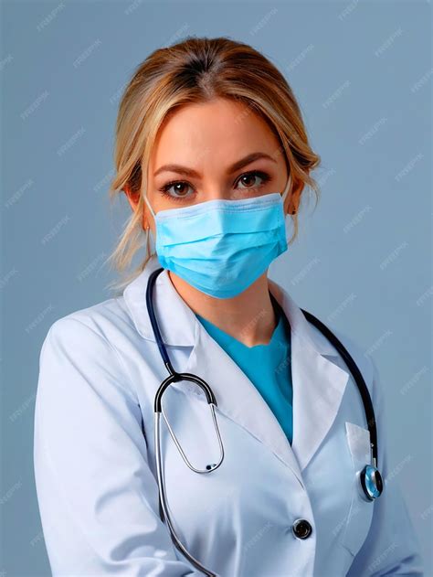 Premium Photo A Female Doctor In Medical Blue Uniform White Medical