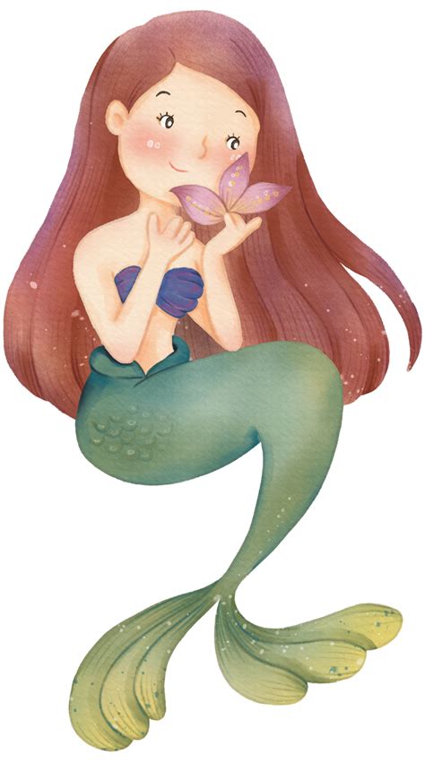 Watercolor Cute Mermaid Clipart Png 16626067 Png