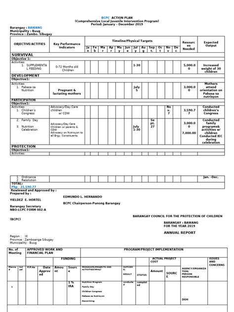 Bcpc Action Plan Copy Pdf Motherhood Interpersonal Relationships