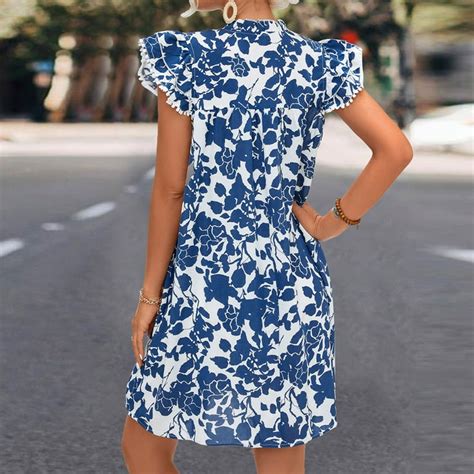 Navy Blue And White Casual Dress