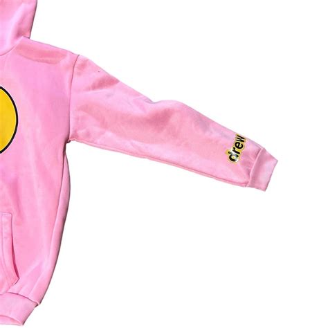 Pink Justin Bieber Drew House Smiley Hoodie Depop