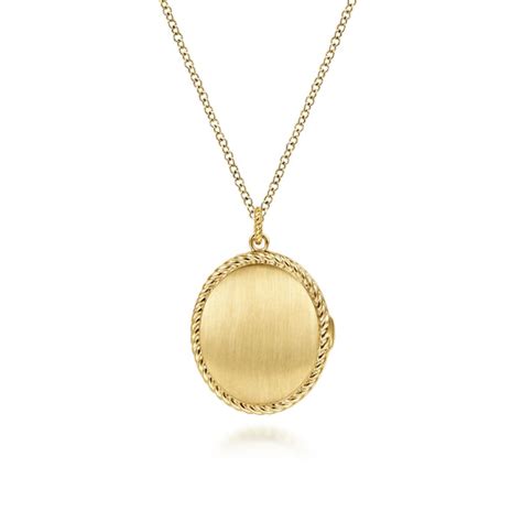 14k Yellow Gold Oval Locket Necklace With Twisted Rope Frame 1100