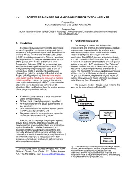 Pdf Software Package For Gauge Only Precipitation Analysis