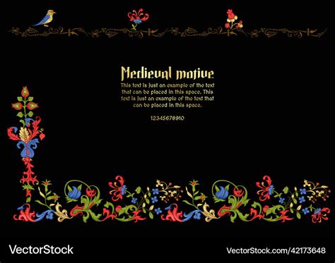 Floral Vintage Pattern Medieval Illuminati Vector Image