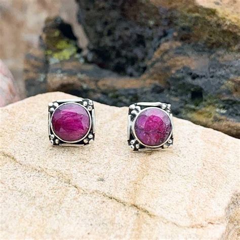 Square Sterling Ruby Studs Gle Good Living Essentials