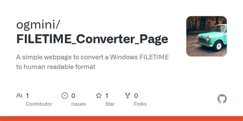 Github Ogminifiletimeconverterpage A Simple Webpage To Convert A Windows Filetime To Human