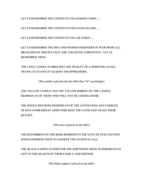 Pow Mia Ceremony Script