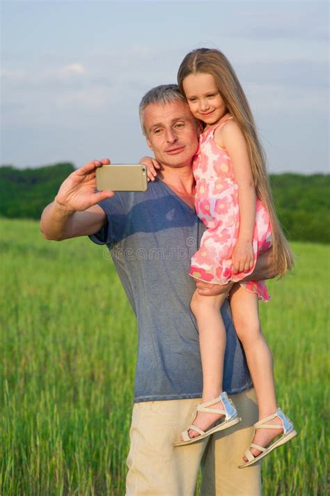 Dad And Daughter Are Doing Selfie Stock Image Image Of Selfi Pose