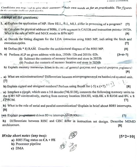 PU BCA Microprocessor And Computer Architecture Question Paper Nd Semester Mero Enotes