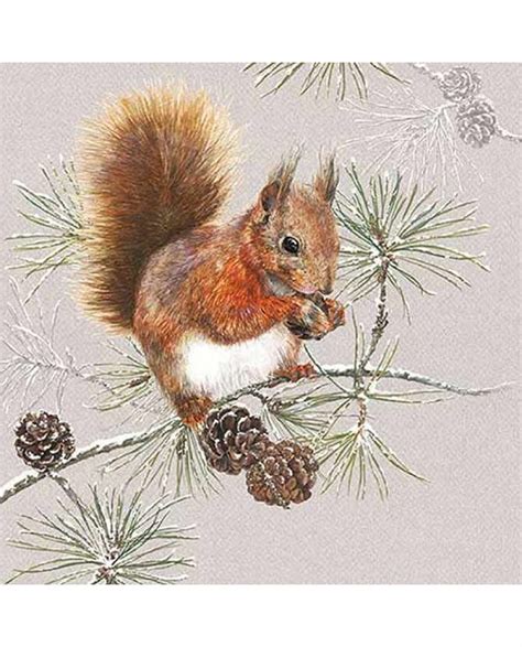 20 Db Os Karácsonyi Papírszalvéta Squirrel In Winter Paper Napkins