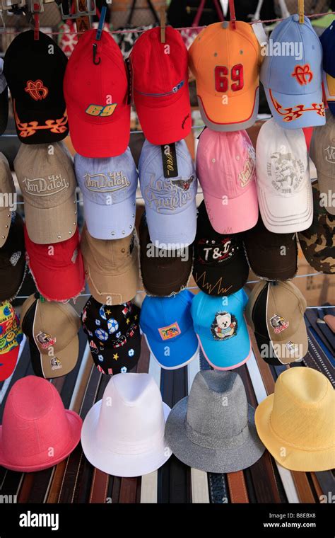 Tourist Hats For Sale Market Stalls Inca Town Mallorca Majorca Island