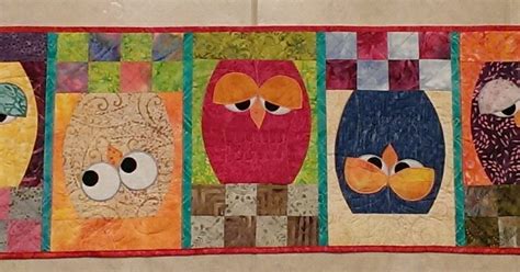 Quilt Knit Run Sew Owl Table Runner Quilt As You Go Style
