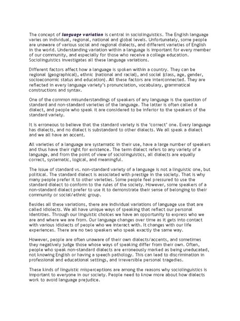 Language Variation And Dialects Explained Pdf Dialect Sociolinguistics