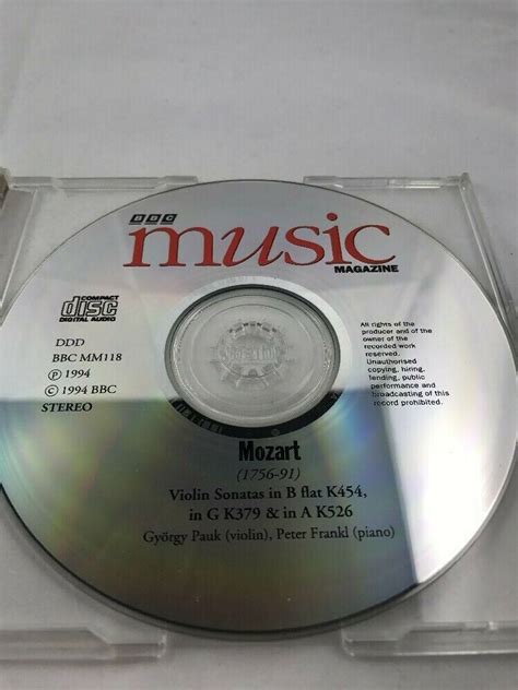 Mozart Bbc Music Cd Compact Disc Volume Ii Num6 Violin Sonatas Rare