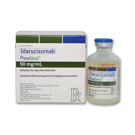 Praxbind Idarucizumab 50mg Ml Solution For Iv Injection 1s Price In The Philippines Medsgo