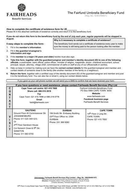 Beneficiary Certificate