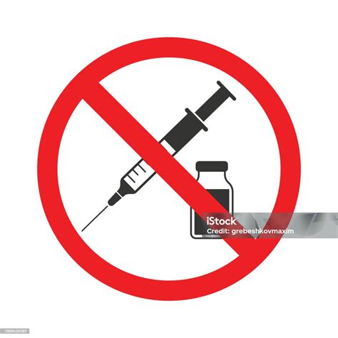 Vetores De Seringa Com E Frasco De Vacinação Sob O Sinal Proibido Vermelho Símbolo Antivacina E