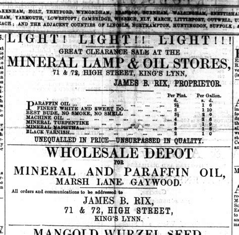 1866 March 9th James B Rix Nos 71 And 72 Kings Lynn History