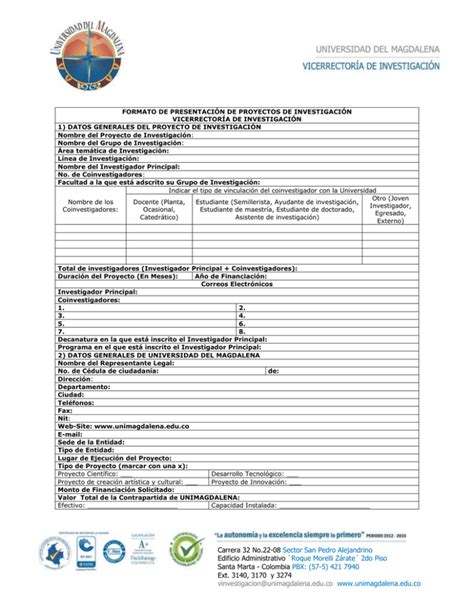 Formato De PresentaciÓn De Proyectos De