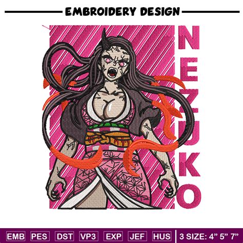 Nezuko Demon Embroidery Design Nezuko Embroidery Anime Des Inspire