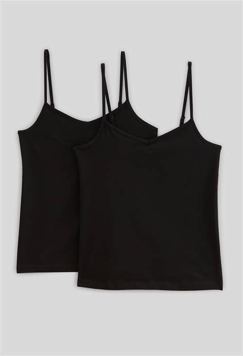Lot De 2 Caracos Fines Bretelles En Coton Bio Gots Noir Pour Femme Monoprix