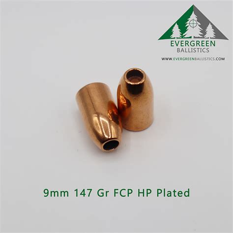 9mm 147 Grain Plated Hollow Point Bullets Evergreen Ballistics