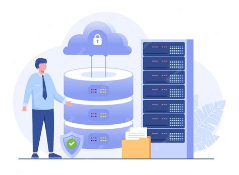 Premium Vector Data Server Concept Storage Technology Cloud System Database Template Of People