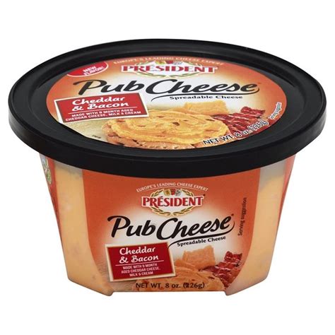 Président President Sharp Cheddar And Bacon Spreadable Pub Cheese 8 Oz