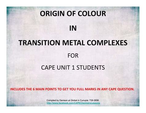 Transition Elements Origin Of Colour Pdf
